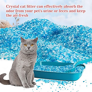Sukh 14.8 OZ Crystal Cat Litter - Cat Litter Crystals Premium Blue White Clear Dust-Free Low Tracking,Odor Control Litter Crystals Silica Gel Color Particles Water Absorption Cats Litter Pet Supplies