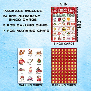UTESG Christmas Bingo Games for Adults, 24 Players Christmas Bingo Cards, Christmas Games for Family School Classroom Activities, Christmas Party Supplies Favors, Gifts for Woman Men -C03