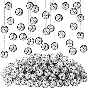 200 Pcs Disco Balls Ornament Mini Disco Balls Small Mirror Silver Hanging Decorations Reflective Disco Ball for 70s Disco Themed Party Christmas Tree Birthday Wedding (1.2 Inch)