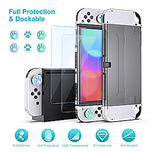 innoAura Switch OLED Case 19-in-1 Bundle with Carrying Case, Game Organizer, Screen Protector, Stand and Thumb Grips (Blue)