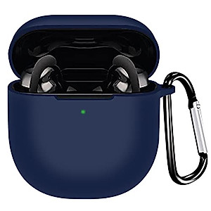 Compatible for Bose QuietComfort Earbuds II Case Cover, [Front LED Visible] [Keychain] Silicone Protective Cover Case for Quietcomfort Earbuds II 2022 Case Sleeve (Dark Blue)