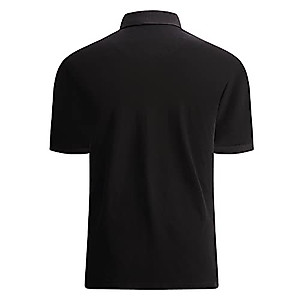 Alex Vando Mens Polo Shirts Short Sleeve Regular Fit Fashion Designed Shirt,Black,XLarge