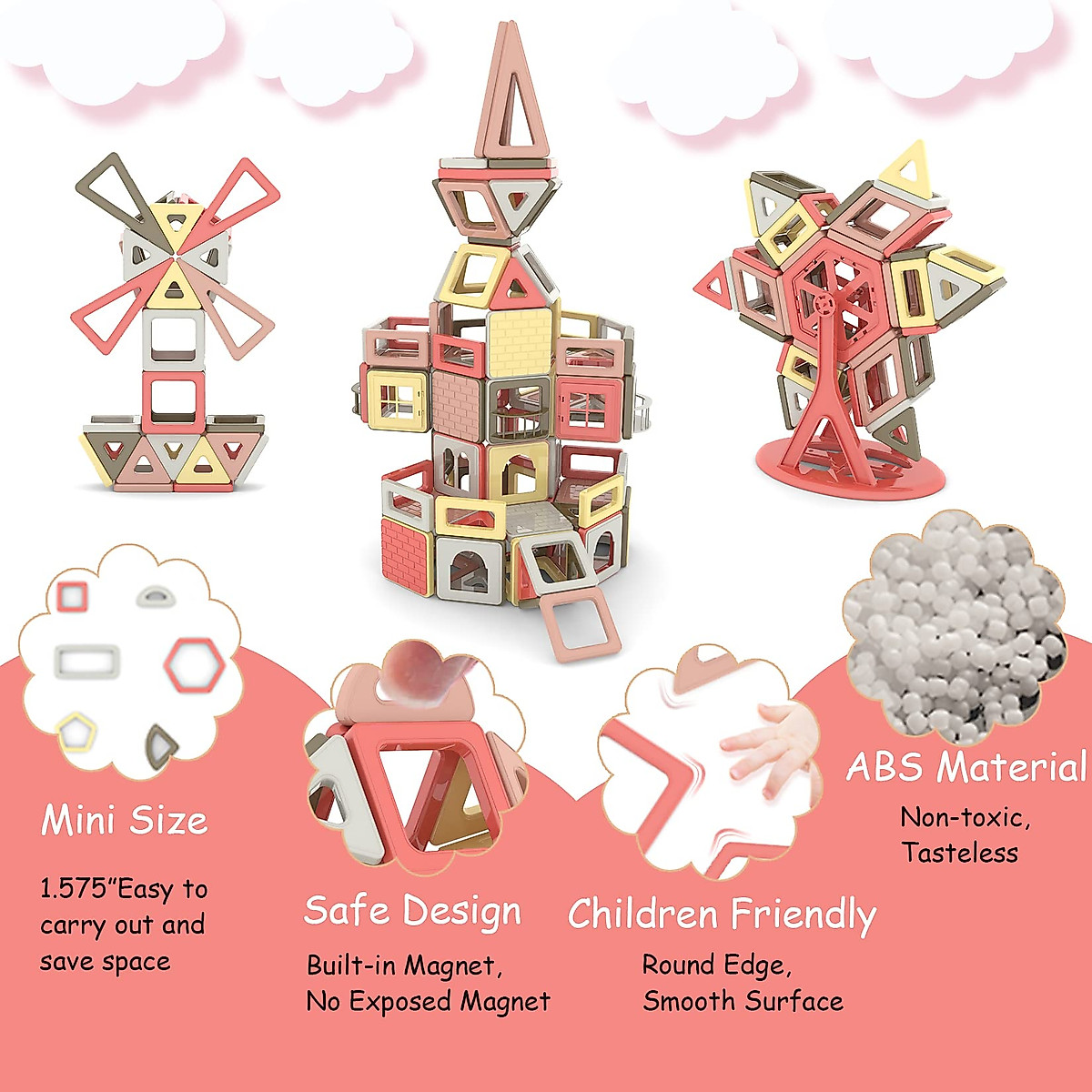 ASOK 149 Piece Magnetic Blocks Building Tiles Educational Construction Toy Set STEM Playset for 3 4 5 6 7 Years Old Boys Girls Gifts