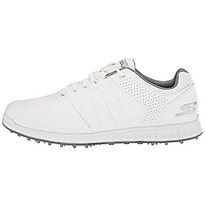 Skechers Men's Pivot Spikeless Golf Shoe, White/Gray, 10.5