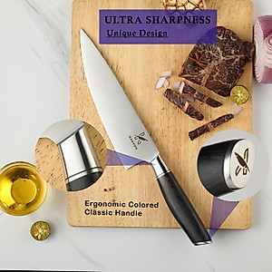 Kabson German Chef Knife Gift Box - 8'' Chef's Knives High Carbon Steel Paring Knife, With Ergonomic Handles, Professional Multipurpose Kitchen Knife with Sharpener and Finger Guard