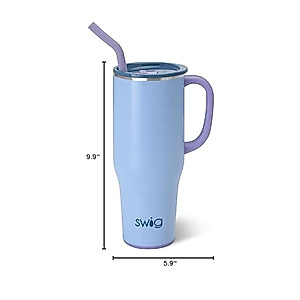 Swig Life 40oz Mega Mug, 40 oz Tumbler with Handle and Straw, Cup Holder Friendly, Dishwasher Safe, Extra Large Insulated Tumbler, Stainless Steel (Bay Breeze)