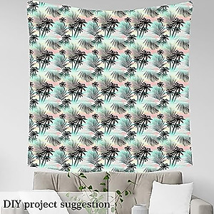 Hawaiian Palm Tree Fabric by The Yard, Tie Dye Upholstery Fabric, Summer Tropical Decorative Fabric, Green Leaves Waterproof Indoor Outdoor Fabric, Ocean Beach Fabirc, DIY Art, Green Pink, 1 Yard