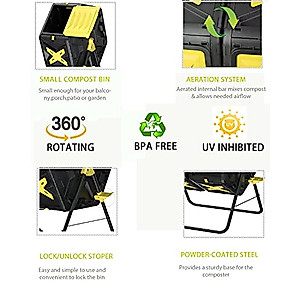 18.5 Gal Tumbling Compost Bin from BPA Free Material - Outdoor Single Rotating Chamber Composters，with Easy-Turn, Fast-Working System for Garden/Patio