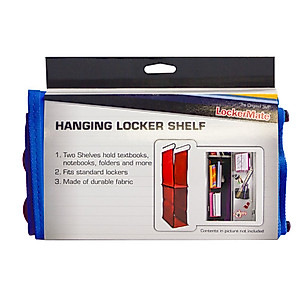 Hanging Fabric Locker Shelf - 2 shelves, fits standard lockers, durable fabric, Colors may vary
