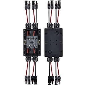 DIHOOL Solar Panel Disconnect Switch, 2x32 Amp 2 String DC 1200V 2 in 2 Out, IP66 PV Combiner Box