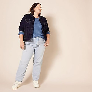 Amazon Essentials Women's Lightweight Long-Sleeve Cable Crewneck Sweater (Available in Plus Size), Blue Heather, X-Large