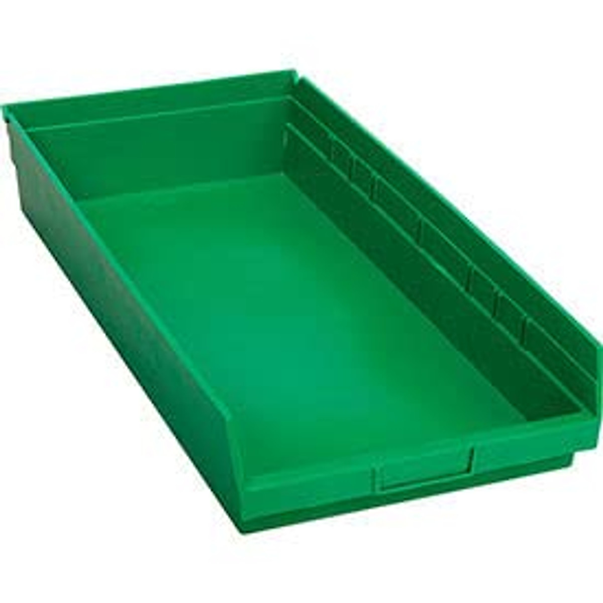 Plastic Shelf Bin Nestable 11-1/8"W X 23-5/8" D X 4"H Green - Lot of 6