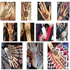 Xmasir 20 Sheets Henna Tattoo Stencil Kit, 3.74" x 7.28" Temporary Tattoo Templates Indian Arabian Self Adhesive Tattoo Sticker for Face Body Art Paint