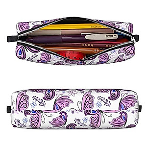 Purple Butterfly Pencil Case for Women Girls Teen Portable Pen Pouch Aesthetic Pencil Bag Work Supplies Organizer