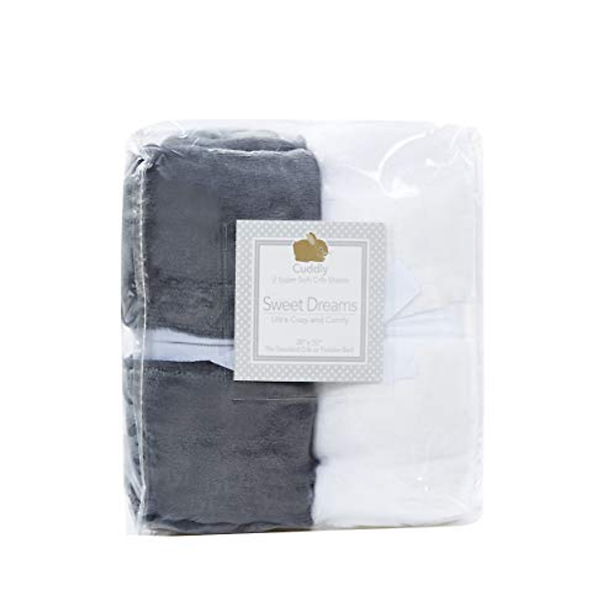 Cozy Fleece Microplush Super Soft Fitted Crib Sheets (Set of 2), Grey/White