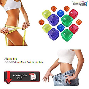 GOANDWELL Portion Control Container and Food Plan Double Set (14-Pieces) - 21 Day Portion Control Container Kit for Weight Loss - 21 Day Tally Chart with e-Book
