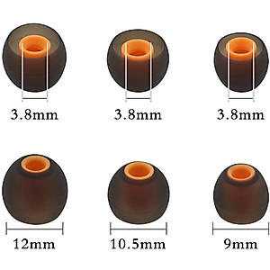 ALXCD Eartips Compatible with JBL Live 300 Tune 125TWS Headphones, 6 Pairs S/M/L Sizes Replacement Silicone Earbud Tips, Compatible with Tune 125TWS Live300，Black/Orange