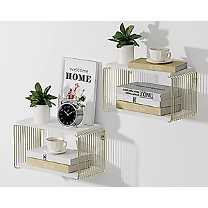 Filano Floating Nightstand 2 Pack Modern White Nightstand 2 Tier Small Nightstand for Wall Wood Bed Shelf for Bedroom Living Room Bathroom White