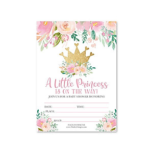 Hadley Designs 25 Princess Baby Shower Invitation For Girl Baby Shower Invitations - Girl Princess Theme Baby Shower Invitations, Baby Sprinkle Invitations Girl Princess Party Invitations