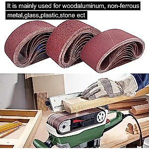 Sackorange 18 PCS 2-1/2 x 16 Inch Abrasive Sanding Belts - 3 Each of 60 80 120 150 240 400 Grit Aluminum Oxide Clothed Backing Sander Belts For Sanding Wood-Working,Metal and Paint (2.5" x 16")
