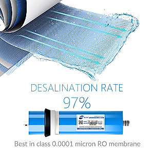 SWALLE 0.0001 Micron RO Membrane, 3013-600 GPD Universal Water Purifier Cartridge Removes 99% of Contaminants in Water ,Fits Under Sink Reverse Osmosis Drinking Water Purifier System (600 GPD)