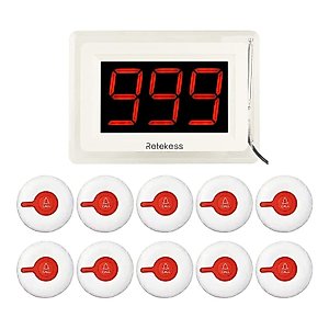 Retekess T114 Caregiver Pager,Wireless Calling System,15 Level Volume,10 Waterproof Alert Call Buttons for Clinic,Hospital,Nurses Station