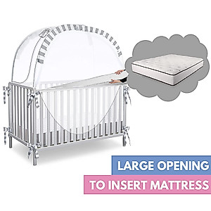 Baby Safety Pop up Crib Tent | Premium Crib Net to Keep Baby from Climbing Out | Upgraded Mesh Fabric | Protect Your Baby from Falls | Unisex Infant Crib Tent Net