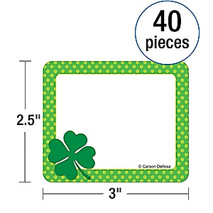 Carson Dellosa | St. Patrick's Day Name Tag Stickers | Self-Adhesive, 3-inch x 2.5-inch, 40ct