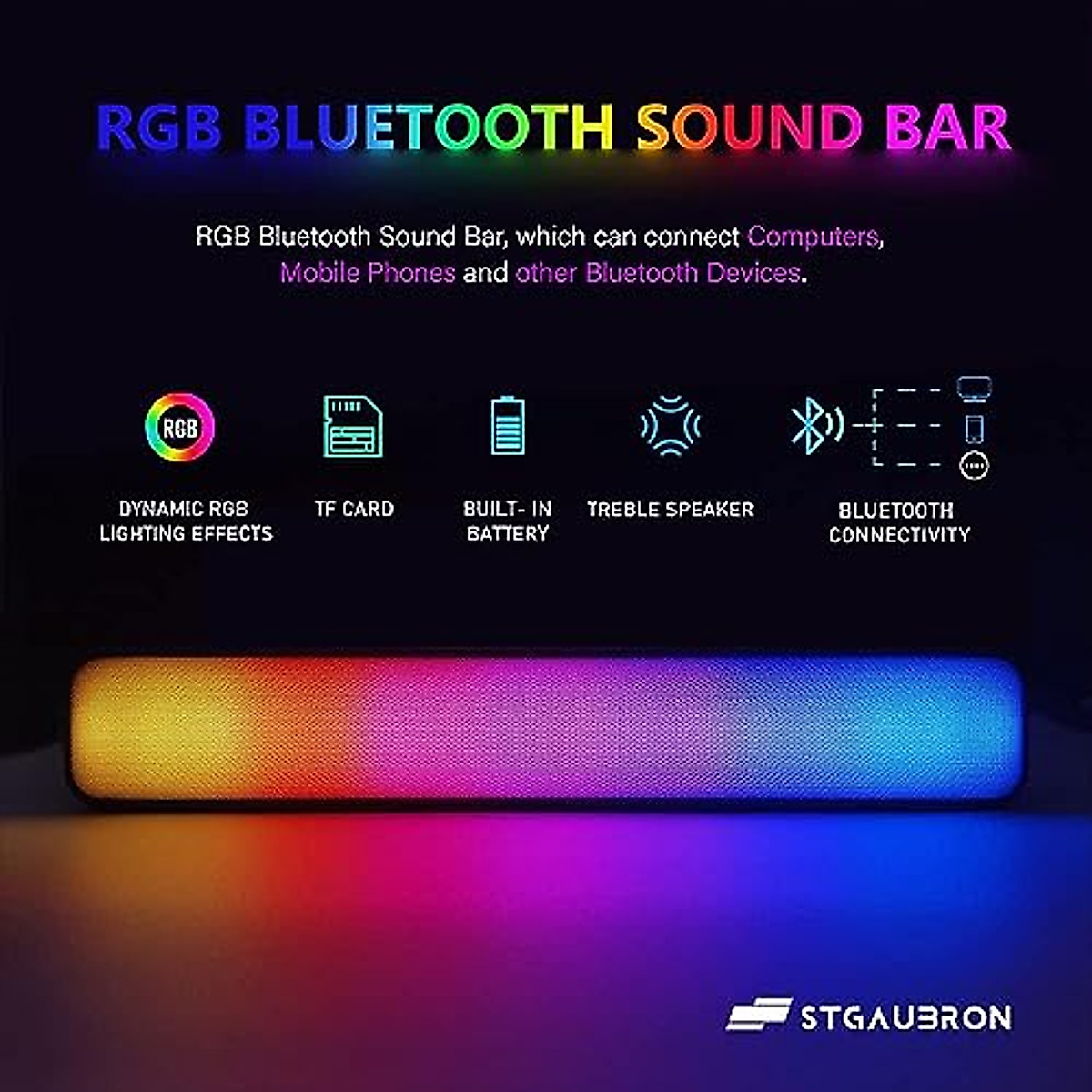 STGAubron Gaming Desktop PC Computer,Intel Core I7 3.4 GHz up to 3.9 GHz,GeForce RTX 2060 6G GDDR6,16G RAM,512G SSD,WiFi,BT 5.0,RGB Fanx6,RGB Keyboard&Mouse,RGB Mouse Pad,RGB BT Sound Bar,W10H64