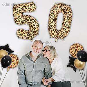 Leopard Print Number 50 Balloons Kit Birthday Party Decorations Cheetah Theme Large Foil Mylar Helium 50th Balloon Big Birthday Party Supplies