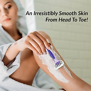 Natural Solution Razors for Women – Extra Smooth 4-Blade Shaver Infused with Vitamin E & Aloe, Provides Gentle Shaving, 3-Pack (6 Pieces) in Pink/Purple