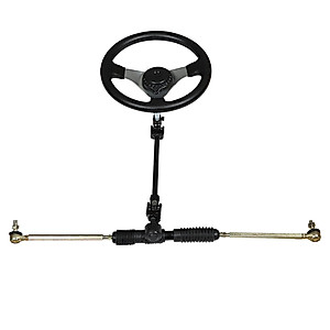 300mm Steering Wheel Steel Kit Gear Rack Pinion Adjustable Shaft Set Replacement for 110cc Go Kart