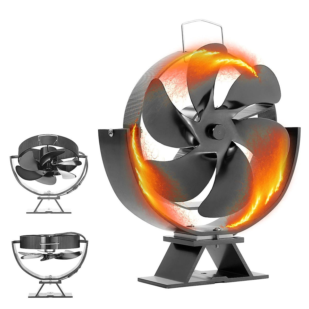 Wood Stove Fan, Adjustable Angle Heat Powered Fireplace Fan, 6 Blades Heat Powered Stove Fan for Wood/Log Burner/Fireplace/, Non Electric Fireplace Fan,Saving Fuel Efficiently 4.3 * 8.5inch