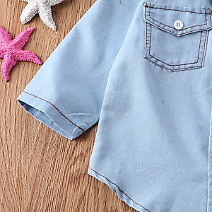 Honganda Fashion Kids Toddler Baby Boy Girl Adjustable Sleeve Denim Shirt Tops Blouse (Denim, 2-3 Years)