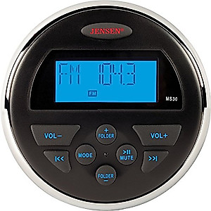 JENSEN JENSEN MS30 AM/FM/USB Compact Waterproof Stereo - Blue Backlight / MS30RTL / (Renewed)