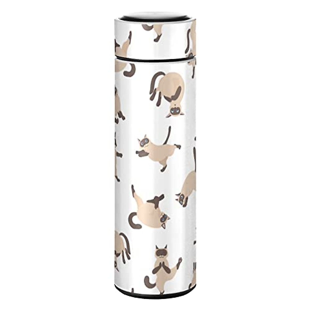 CaTaKu Funny Animals Cat Water Bottle Insulated 16 oz Stainless Steel Flask Thermos Bottle for Coffee Water Drink Reusable Wide Mouth Vacuum Travel Mug Cup