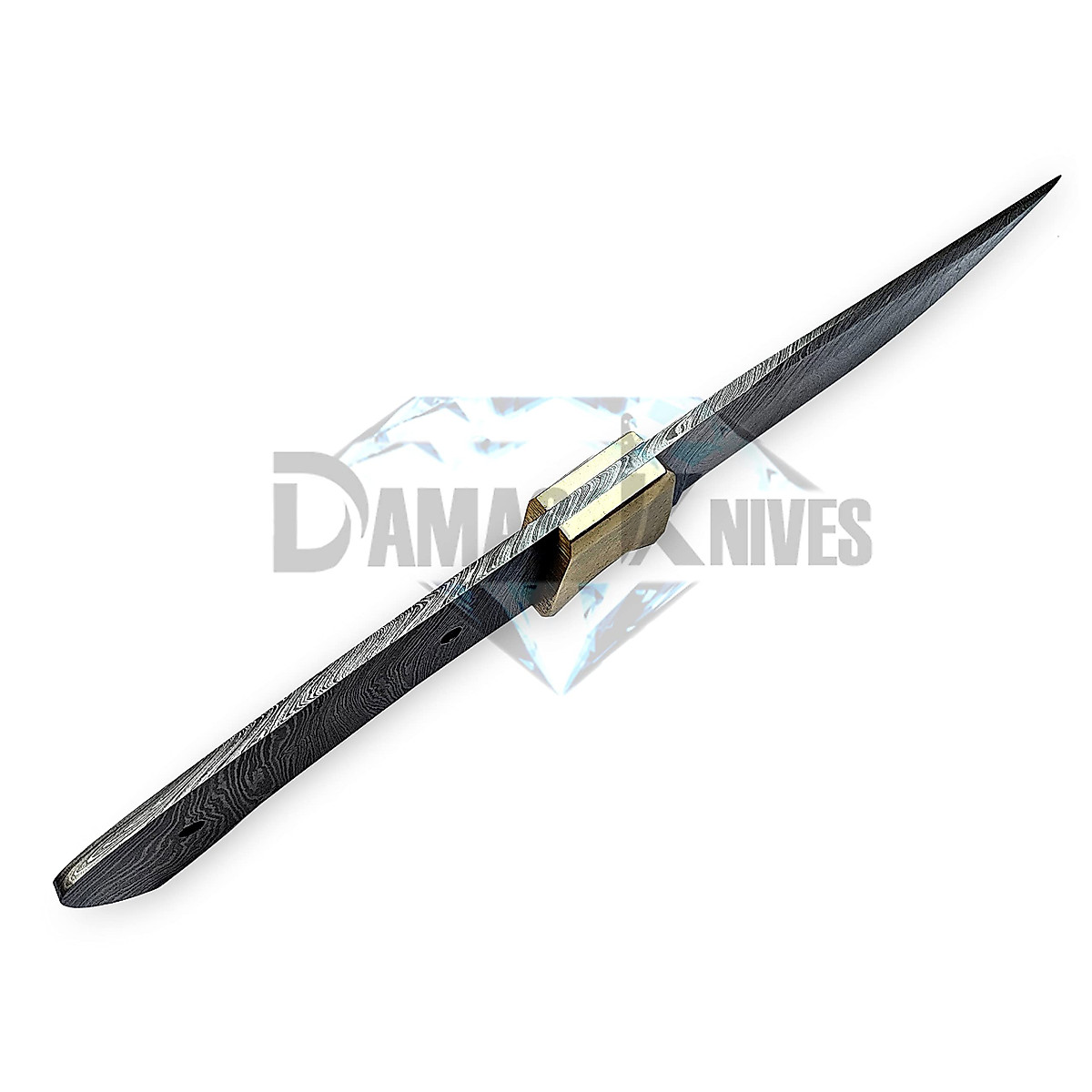 Custom Handmade Damascus Steel Blank Blade for Knife Making With Brass Bolster Model HB 02