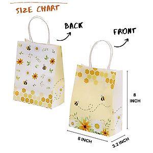 Winoo Design Bee Gift Bags with Handles - 16 PK - Bee Bags for Party Favor, Bee Paper Bags for Bee Party Decorations, Bee Birthday Party Decorations, What Will It Bee Gender Reveal Party Supplies