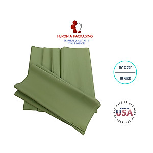 Feronia packaging Sage Tissue Paper Squares, Bulk 10 Sheets, Premium Gift Wrap and Art Supplies for Birthdays, Holidays, or Presents, Large 15 Inch x 20 Inch Made in USA