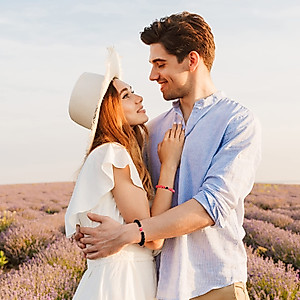 GIEIWIW Magnetic Bracelets for Couples Love Bracelets Distance Natural Beaded Bracelet Purple