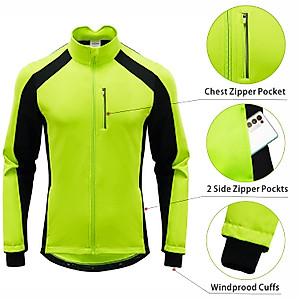 qualidyne Men's Winter Cycling Jacket Thermal Fleece Lined Bicycle Biking Jacket Cold Weather Windproof Softshell Windbreaker