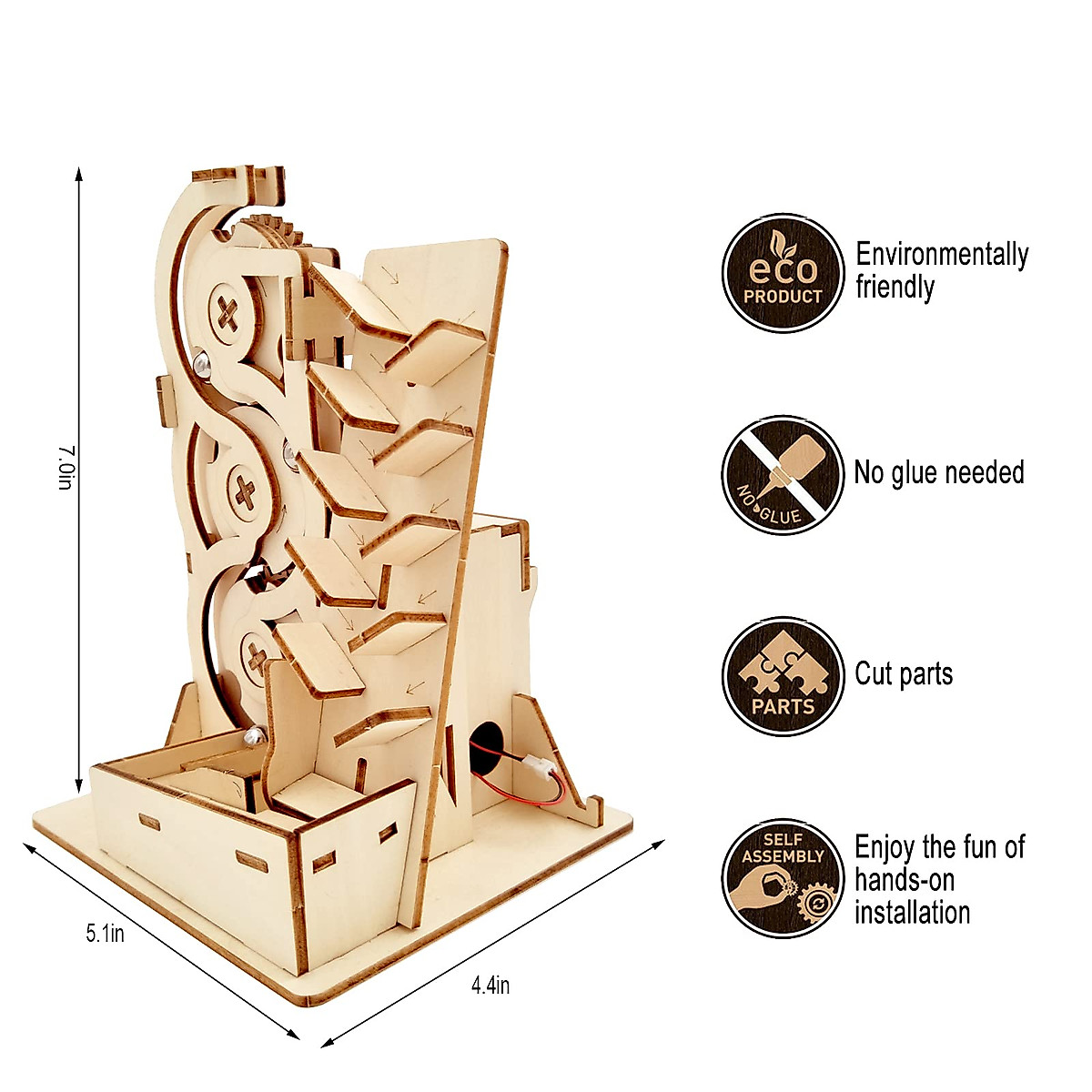 Solar 3D Wooden Puzzle Marble Run DIY Model Kit Craft Sets Educational Wood Mechanical Building Toys STEM Science Experiments Projects Birthday Gift for Adult Men Kids Age 8 10 12 14＋