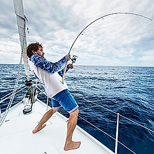 Palmyth Fishing Shirt for Men Long Sleeve Sun Protection UV UPF 50+ T-Shirts with Pocket (Sailfish/Anchor, Large)