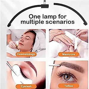 QQXX LED Floor Half Moon Lash Light Floor Lamp for Reading,Eyelash Extensions LED Floor Light，Lash Lamp,Adjustable Standing Lamp with Remote,Tattoo Light,Salon Cosmetic SPA Pmu Lamp , White