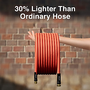 SPECILITE Hot/Cold Water Hose 5/8" x 75 ft,Heavy Duty Red Garden Hose -50℉ to 190℉,Flexible & Lightweight Rubber Hoses With 3/4" Brass Fittings for Yard,Outdoor,Farm