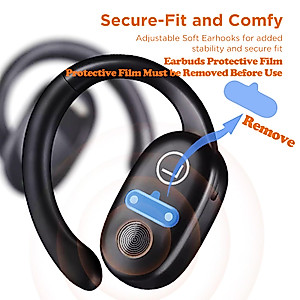 GameXtrem Bluetooth Headphones Wireless Earbuds 48hrs Playtime Wireless Sports Ear Buds with Mic Waterproof Earphones for TV Phone Laptop(Adjustable, Suitable for All Ear Shapes) (Black)