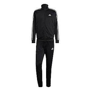 adidas Men's Sportswear Basic 3-stripes Tricot Track Suit, Black, Large