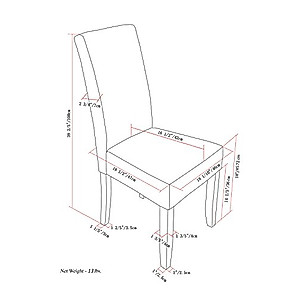 SIMPLIHOME Acadian Transitional Parson Dining Chair (Set of 2) in Satin Cream Vegan Faux Leather, For the Dining Room