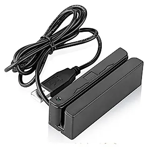 2xhome - POSMATE - USB Mini Credit Card 3 Track Hi Lo Co Magnetic Reader Swiper for POS System Cashier Registry Cash Register Quickbook