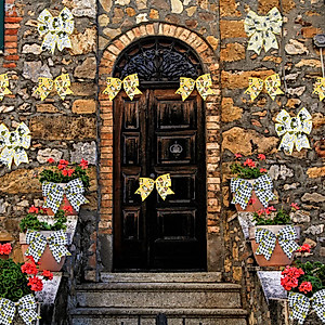 Bee Wired Edge Bumble Honey Bee Gnome Dot Yellow Wreath Ribbon for Summer Teachers' Day Easter Sewing DIY Craft Fabric Burlap Yellow Ribbon for Bows Wrapping Party Decorative